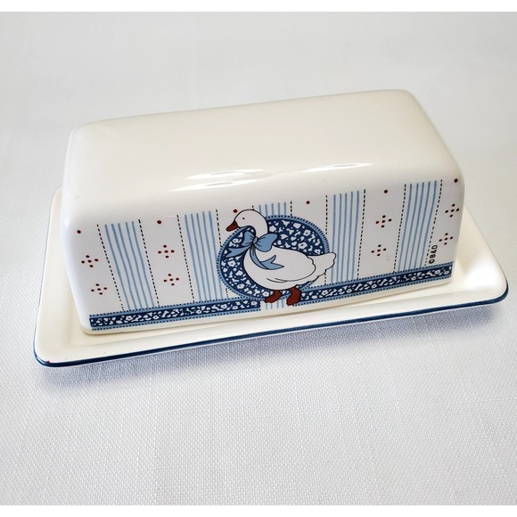 Be & D | Kitchen | Vintage Bd Blue Ribbon Goose Covered Butter ...